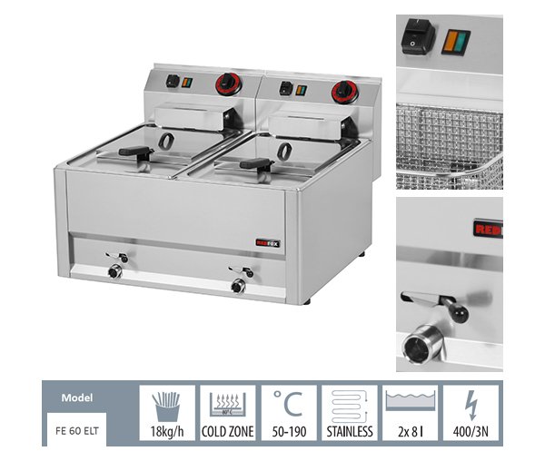 Friteuza electrica profesionala 2x8 litri 400V FE60ELT