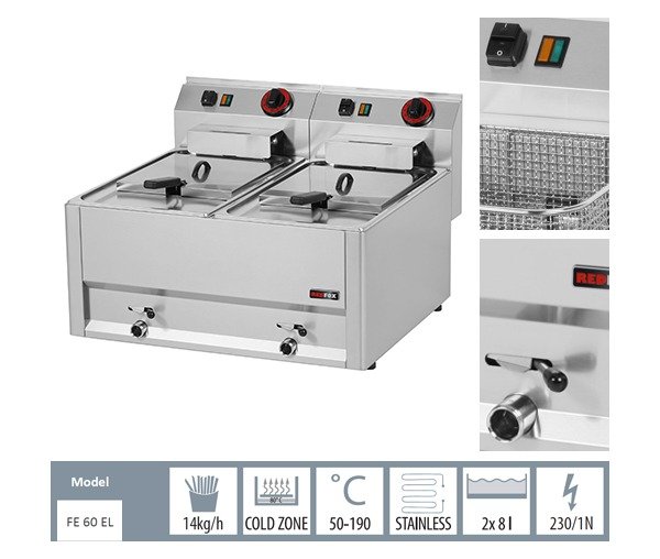 Friteuza profesionala electrica 2x8 litri 230V FE60EL – direca.ro