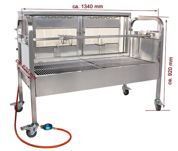 Gratar pe carbune din otel inoxidabil cu protap rotisor electric deschis cu arzator pe gaz ...