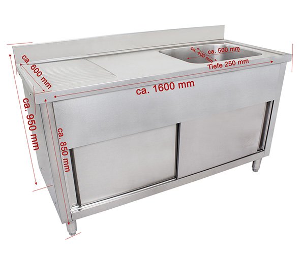 Spalator inox cu 1 cuva cu picurator 1600x600x950 mm